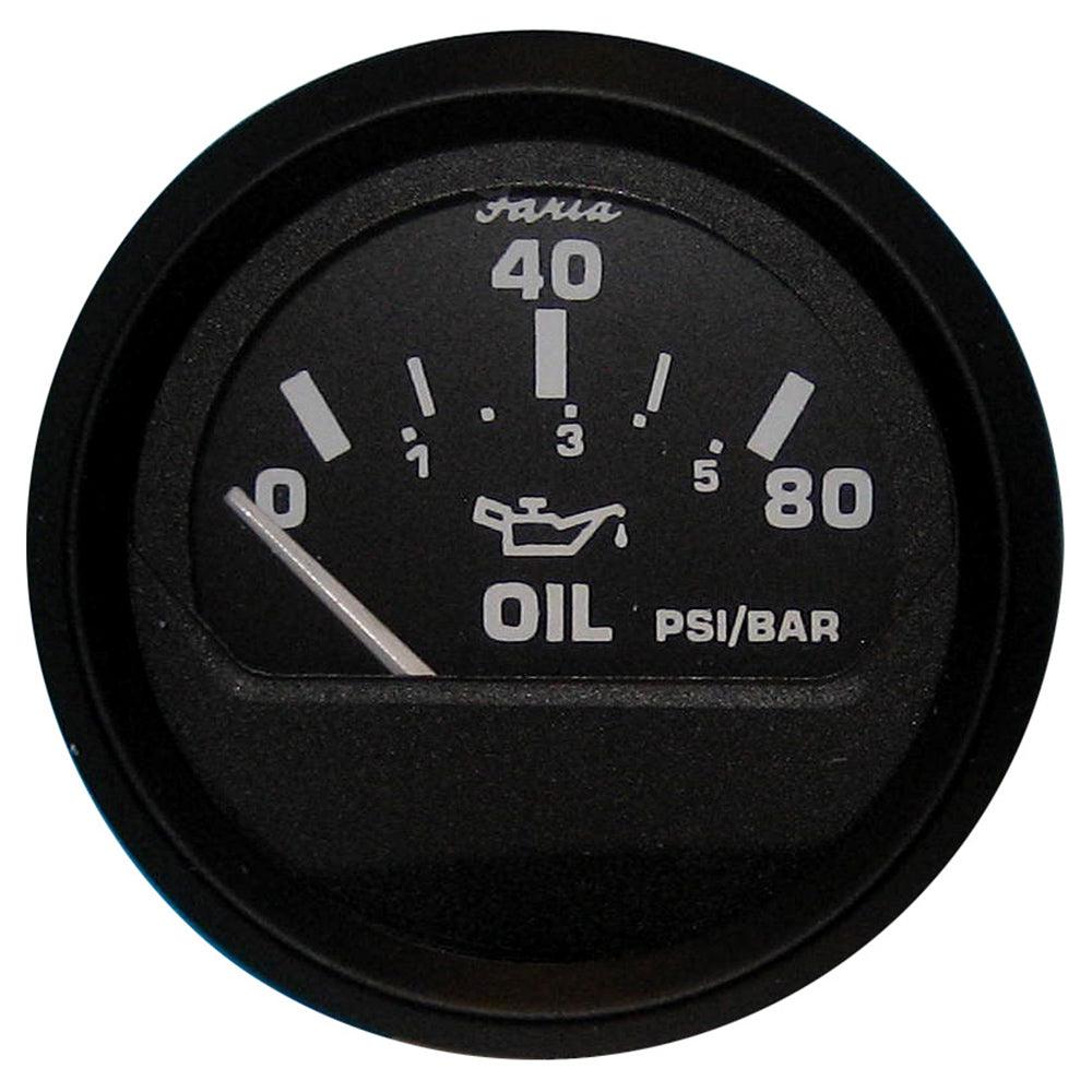 Faria Euro Black 2" Oil Pressure Gauge (80 PSI) – Boat Gear USA